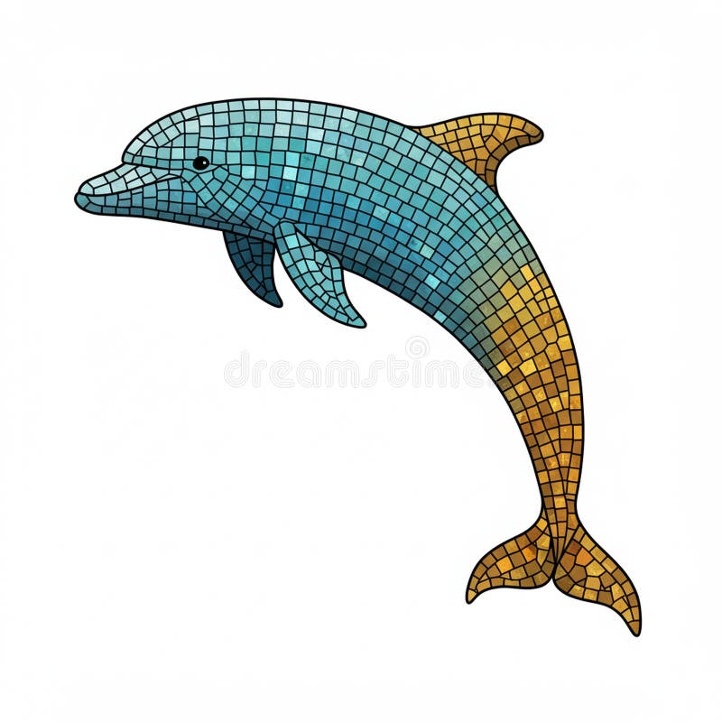 A Stylized Dolphin Illustration Composed of a Mosaic Pattern. the ...