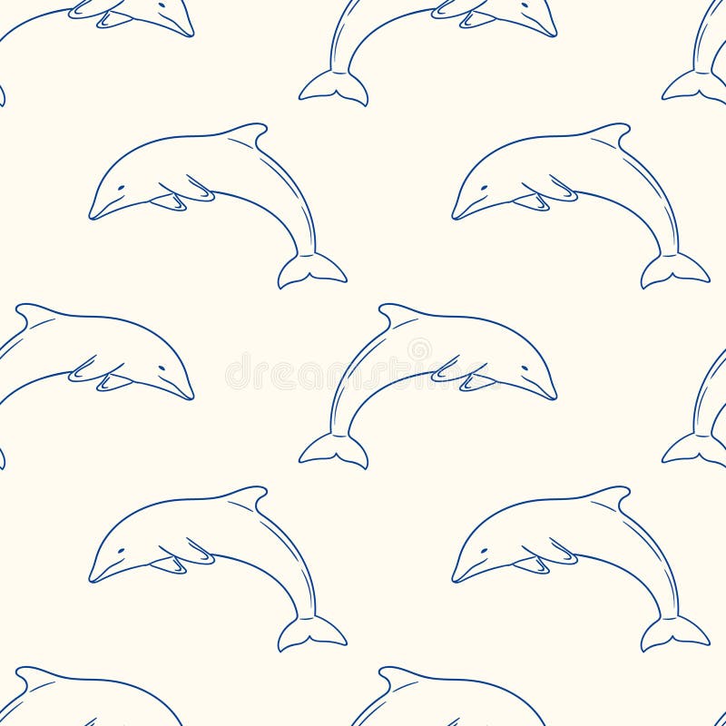 Stylized Dolphins Swimming Gracefully in a Seamless Pattern Design ...
