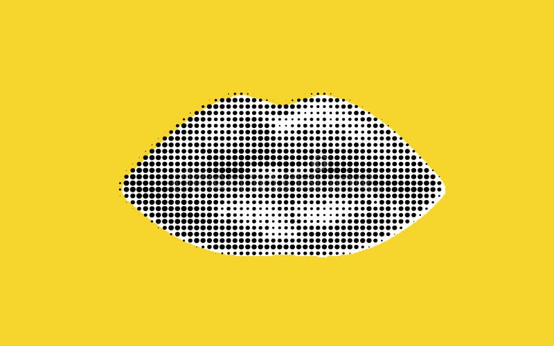 Stylized Dotted Lips on Yellow Background Stock Illustration ...