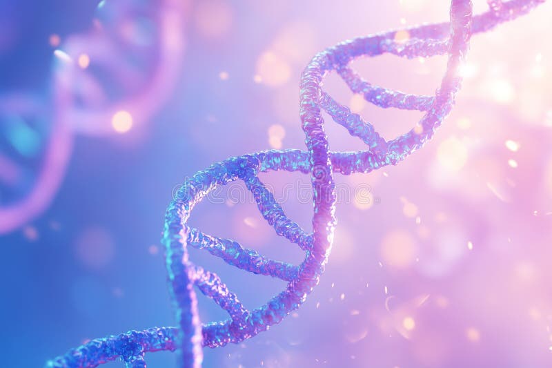 Double-helix DNA Structure with a Blue and Purple Background. Stock ...