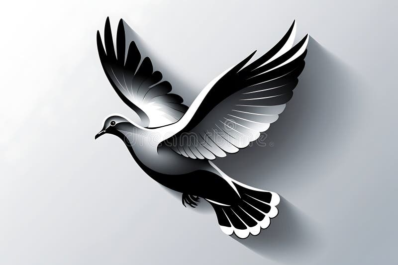 Stylized Dove in Flight with Shadow on Background Stock Illustration ...