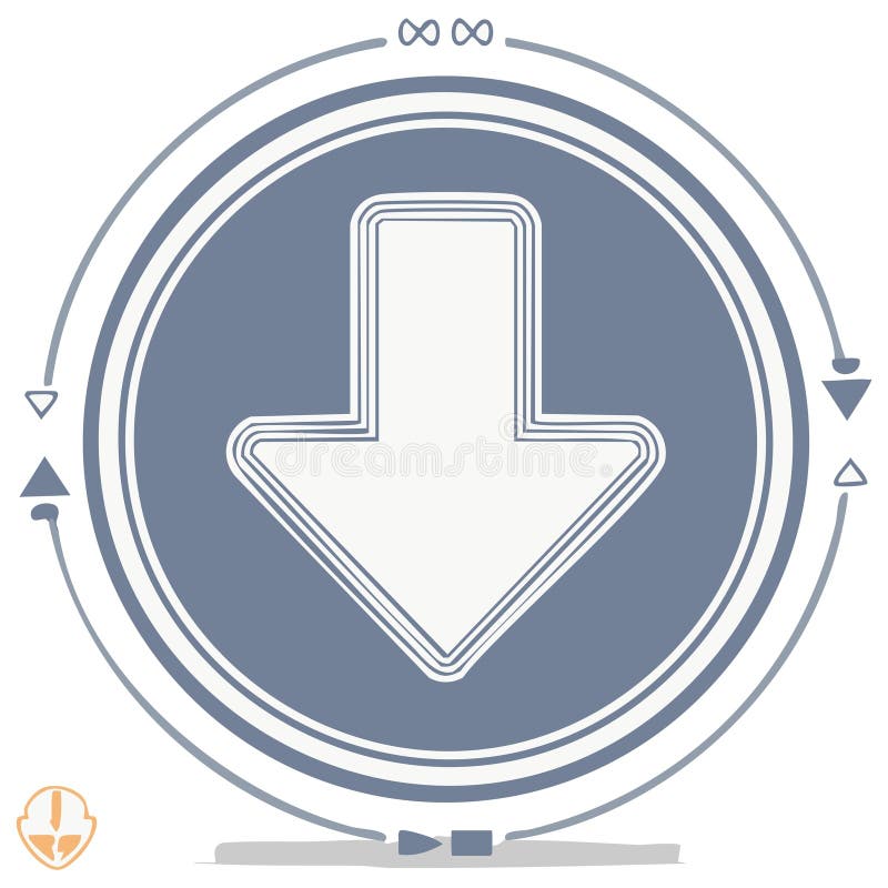 Stylized Down Arrow Icon Inside a Circular Frame with Continuous Loop ...