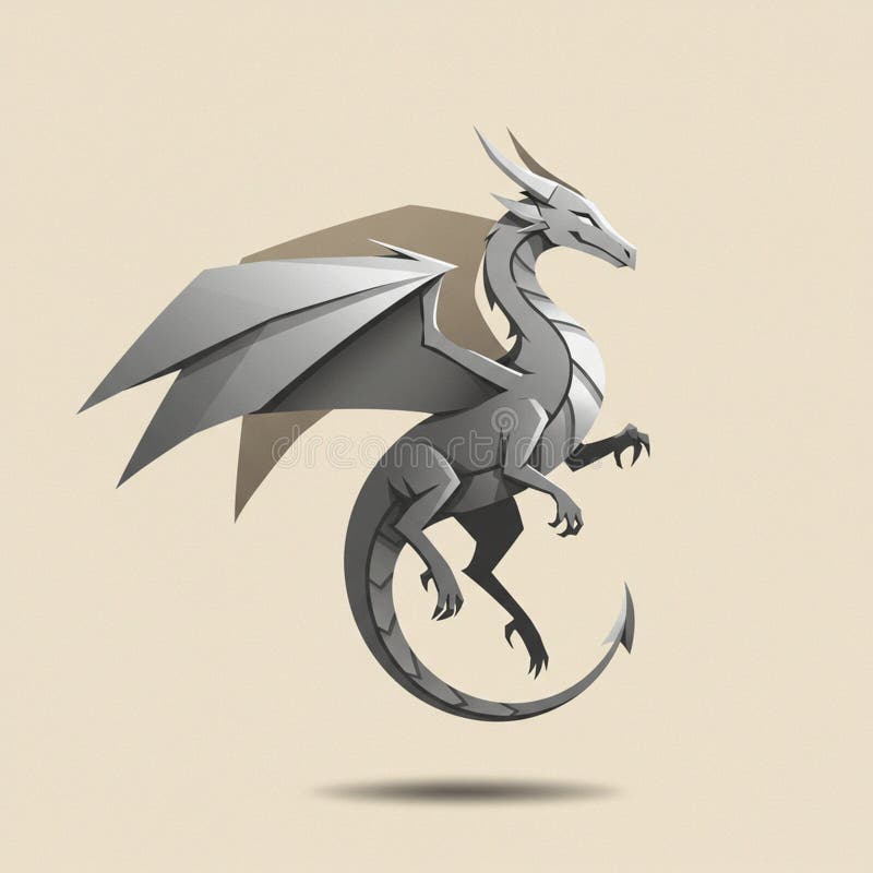 A Stylized Dragon Illustration Featuring Angular, Geometric Shapes. the ...