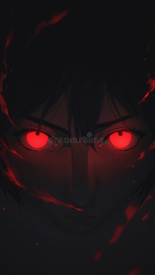 Anime-style Portrait Featuring a Face Shrouded in Darkness with Intense ...