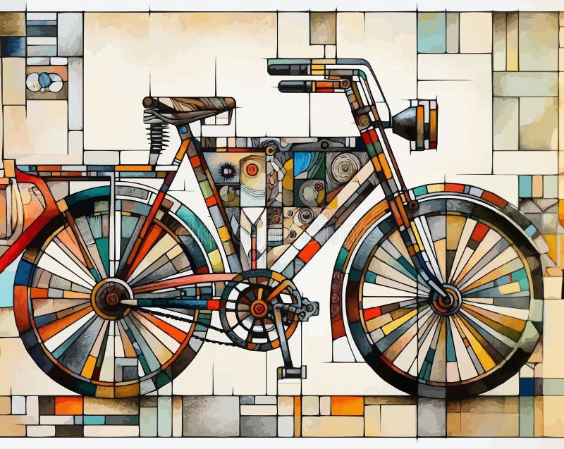 Stylized Drawing of a Bicycle. Stock Vector - Illustration of stylized ...