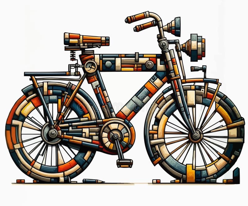 Stylized Drawing of a Bicycle. Stock Vector - Illustration of drawing ...