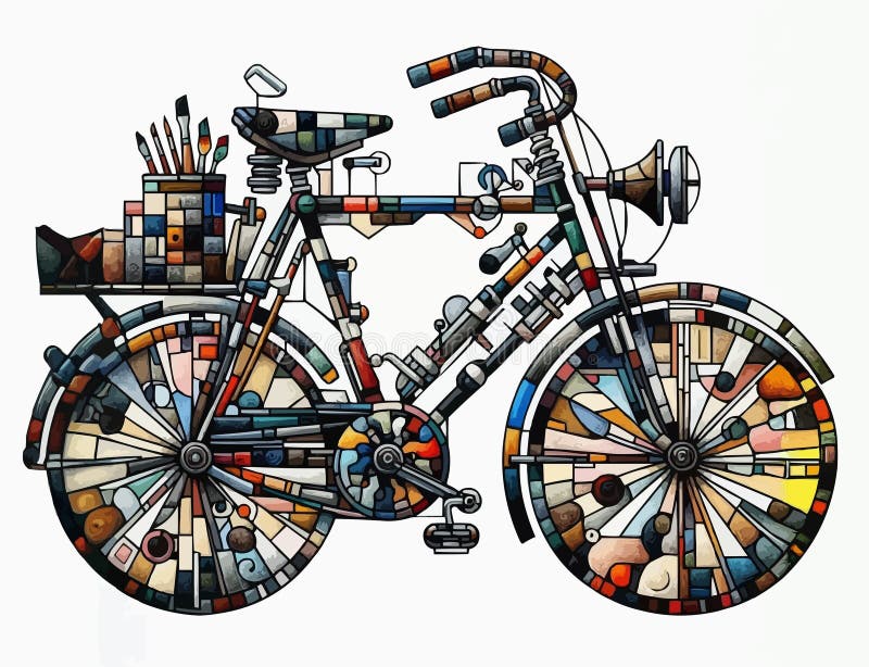 Stylized Drawing of a Bicycle. Stock Vector - Illustration of decorated ...