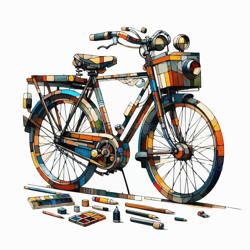 Stylized Drawing of a Bicycle. Stock Vector - Illustration of ...