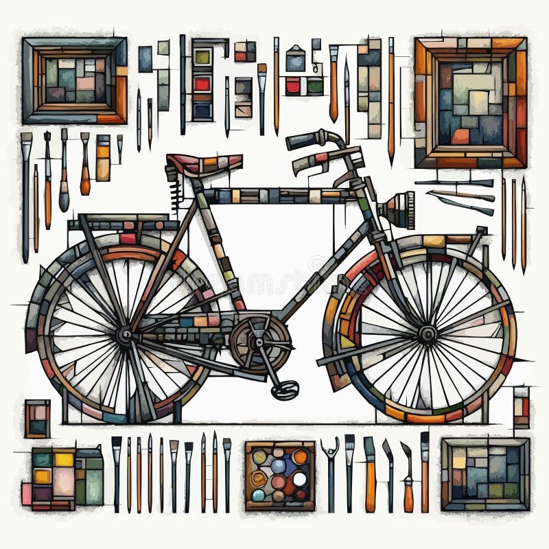 Stylized Drawing of a Bicycle. Stock Vector - Illustration of isolated ...