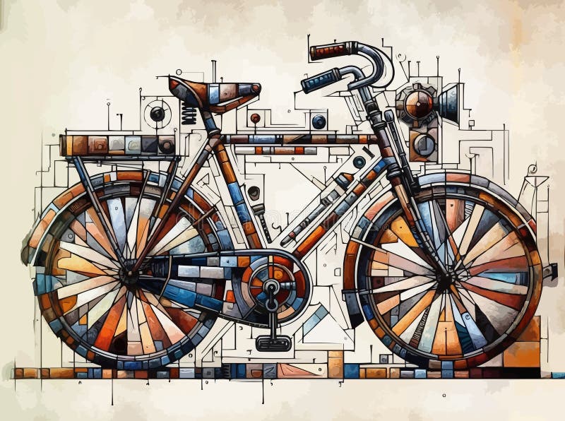 Stylized Drawing of a Bicycle. Stock Vector - Illustration of black ...