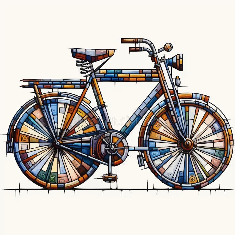 Stylized Drawing of a Bicycle. Stock Vector - Illustration of chain ...