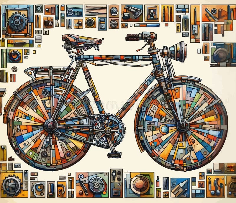 Stylized Drawing of a Bicycle. Stock Vector - Illustration of pedal ...