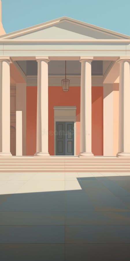 Moody and Tranquil Animation of a Classical Building with Columns Stock ...