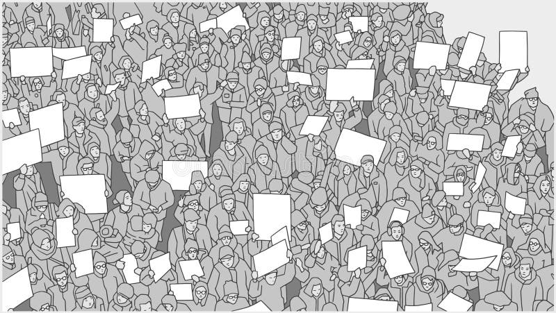 Illustration of Massive Crowd Protesting for Human Rights with Blank ...