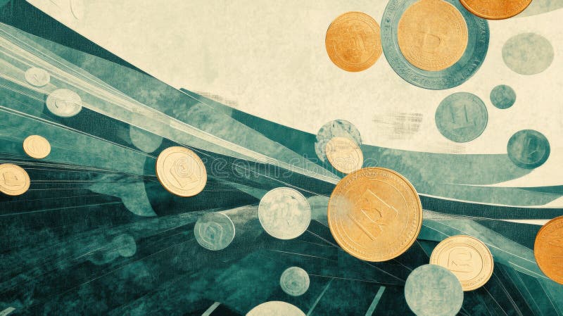 Stylized Drawing Features an Abstract Representation of Falling Coins ...