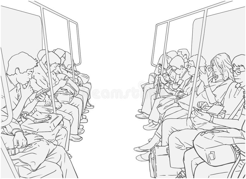 People Commuting Using Subway Vector Illustration Stock Vector ...