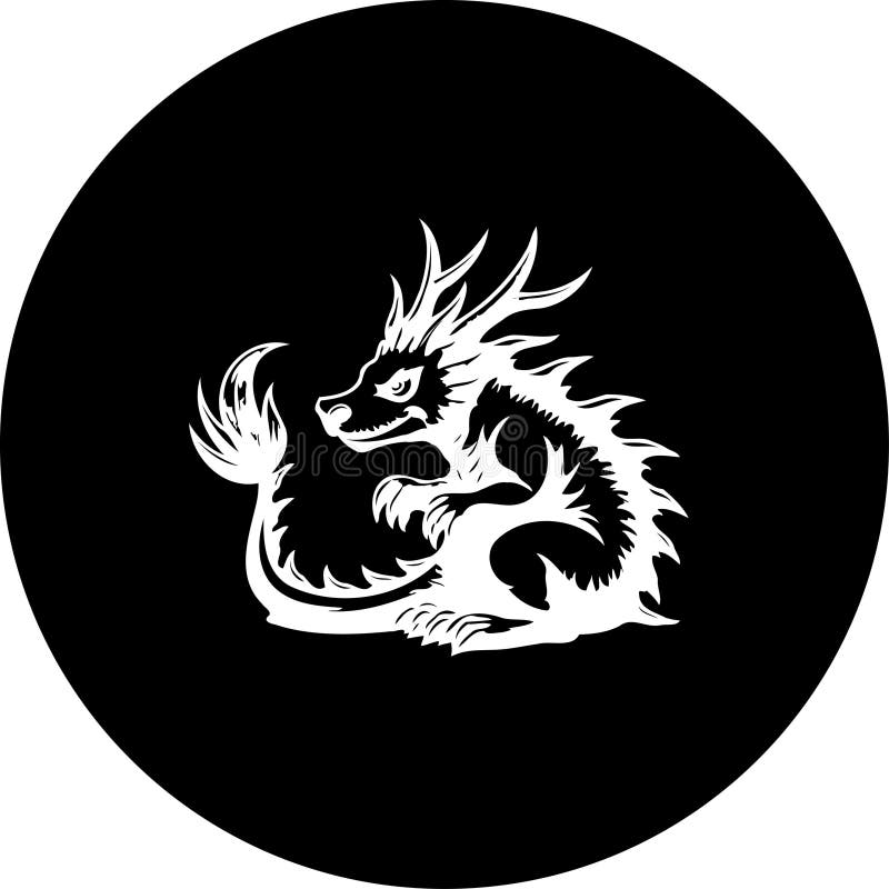 Stylized Dragon Illustration with Striking Contrast, Embodying Strength ...