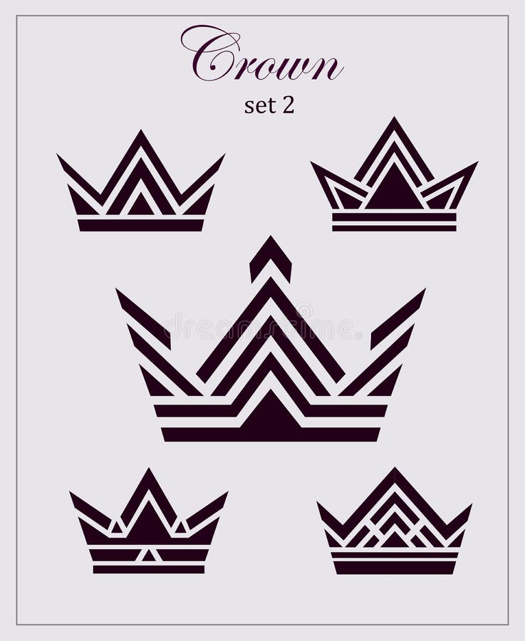 Set of Stylized Crowns. Collection of Black and White Crowns. Vector ...