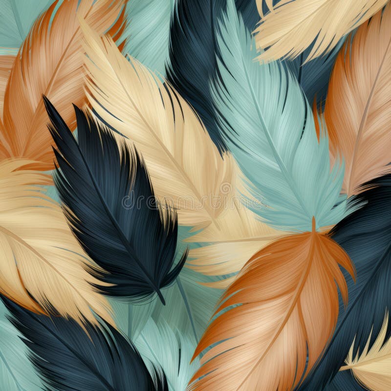 Stylized Duck Feathers Pattern: Multidimensional Layers in Lush Colors ...
