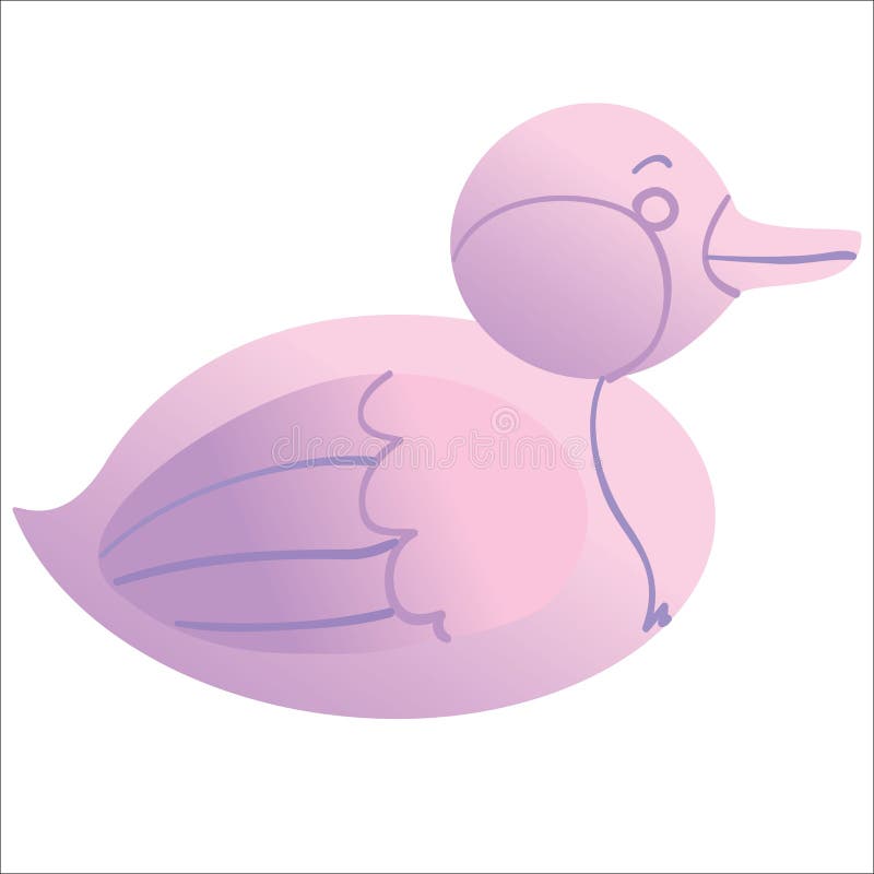 Stylized Duck in Pink Color, Cartoon Illustration, Isolated Object on ...