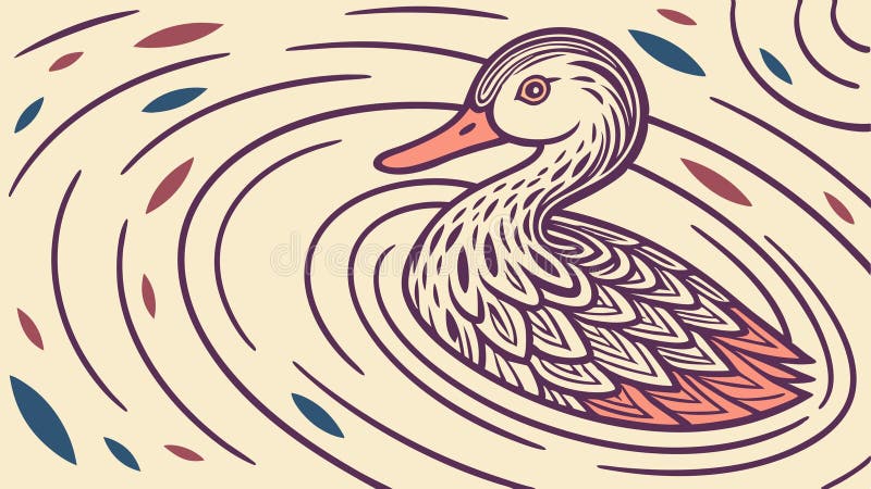 Stylized Duck in Water with Ripples, Vector Design Generative AI Stock ...