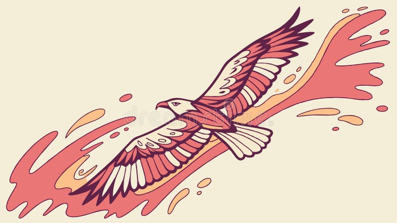 Stylized Eagle Flying with Abstract Swirls, Dynamic Bird Art, Vector ...