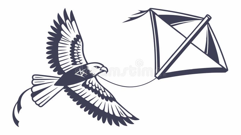 Stylized Eagle Flying with a Kite Vector Illustration, Freedom Graphic ...