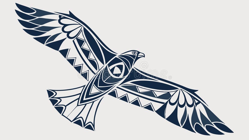 Stylized Eagle or Hawk with Mystical Eye Symbol, Vector Design ...
