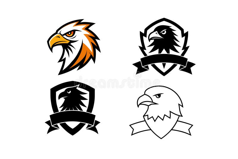 Stylized Eagle Head Emblem Illustration for Your Design with Ribbon ...