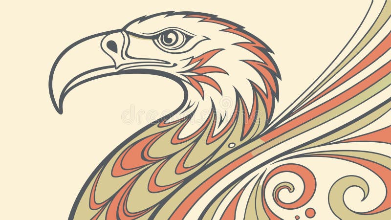 Stylized Eagle Head Illustration with Decorative Lines, Power and ...