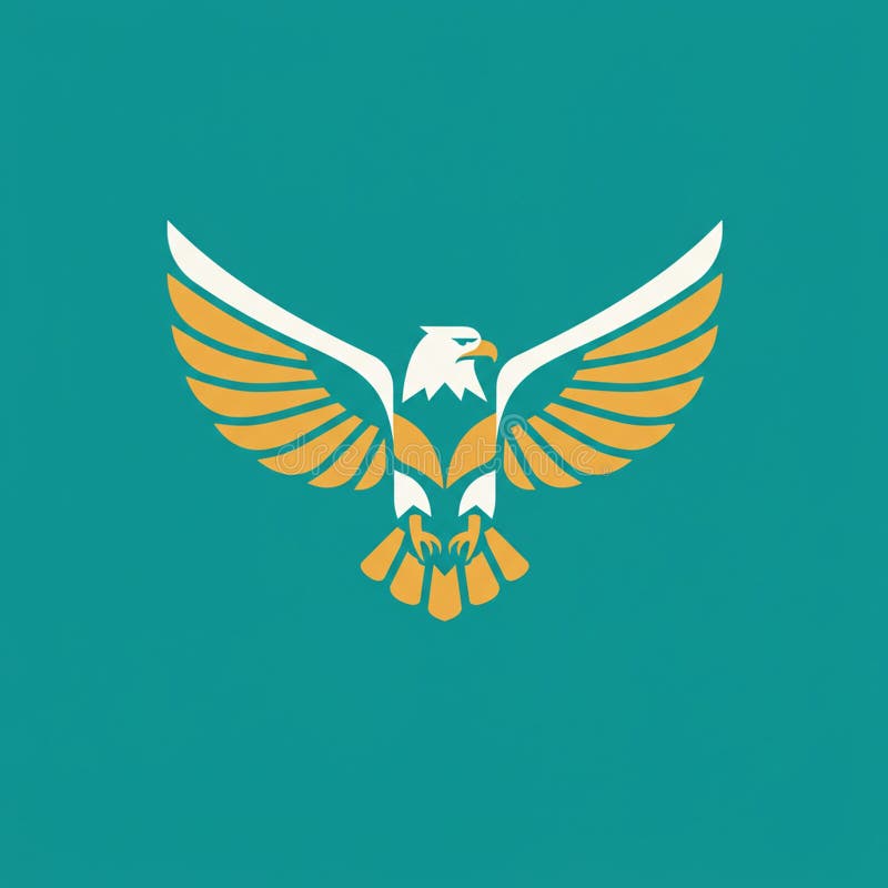 Stylized Eagle Logo with Outspread Wings Featuring a Bold Color Scheme of Orange and Stock ...