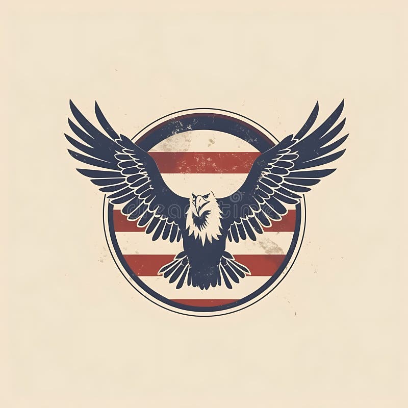 Stylized Eagle with Spread Wings Against a Distressed Circular ...
