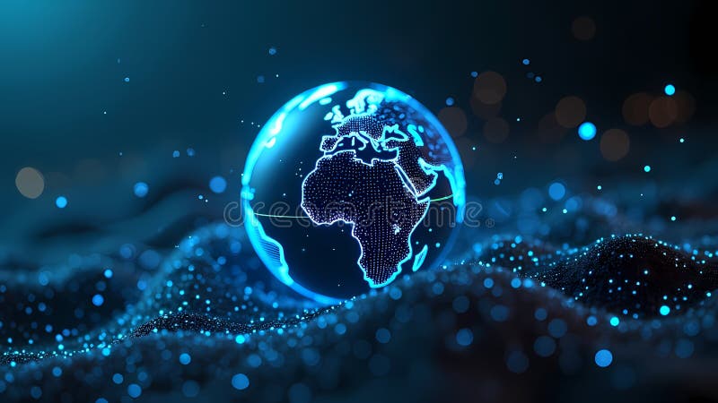 Stylized Earth with Glowing Mesh on Background Stock Image - Image of ...