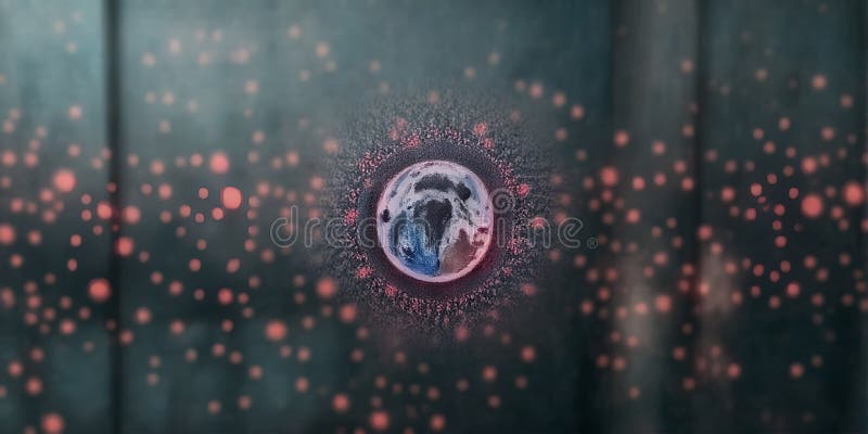 A Stylized Earth Surrounded by Red Particles Against a Blurred Dark ...