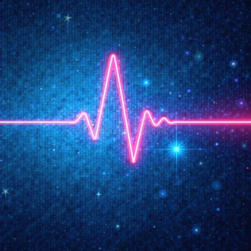 Stylized ECG Heartbeat Pulse, Vibrant Blue Backdrop, Blue, Bio ...