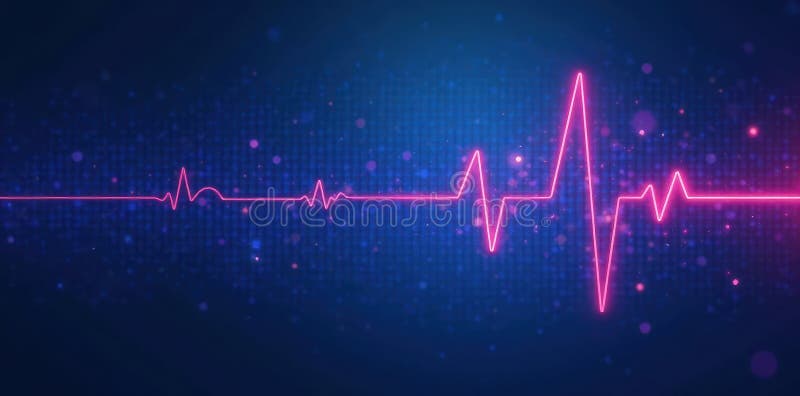 Stylized ECG Heartbeat Pulse, Vibrant Blue Backdrop, Rhythm, Medical ...