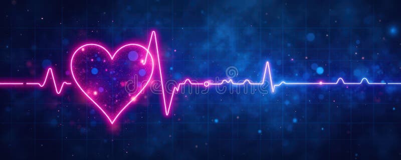 Stylized ECG Heartbeat Pulse, Vibrant Blue Background ...