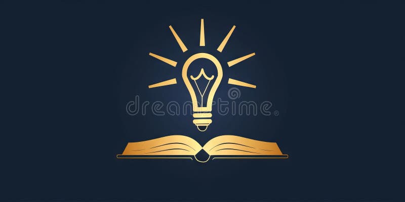Stylized Education Logo with a Light Bulb and Book. Stock Illustration ...