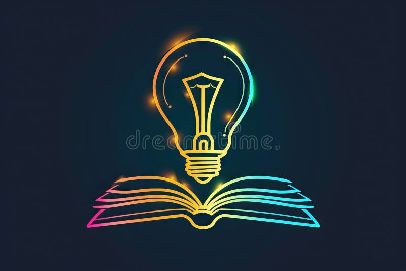 Stylized Education Logo with a Light Bulb and Book. Stock Illustration ...