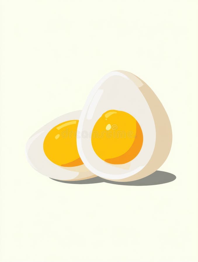 Stylized Egg Cut in Half Reveals Simple Yolk Icon Against a Soft ...