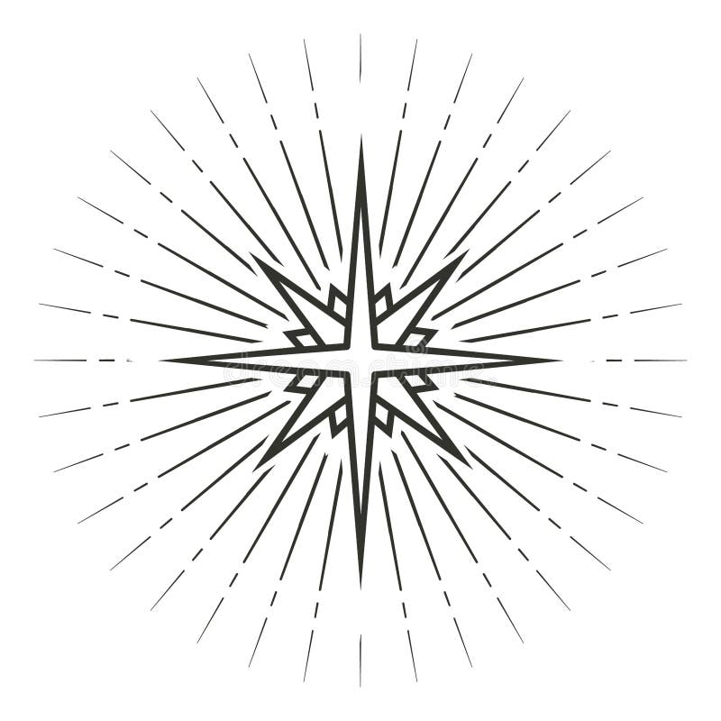 Six Pointed Star Symbol, Blossom Shaped, with Arched Offset Lines Stock ...