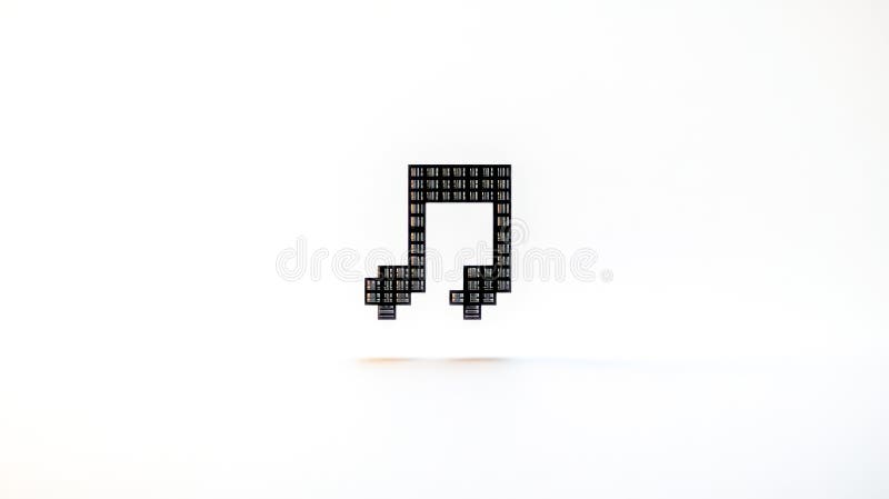 Pixel Art Musical Note Floating on White Background Stock Illustration ...