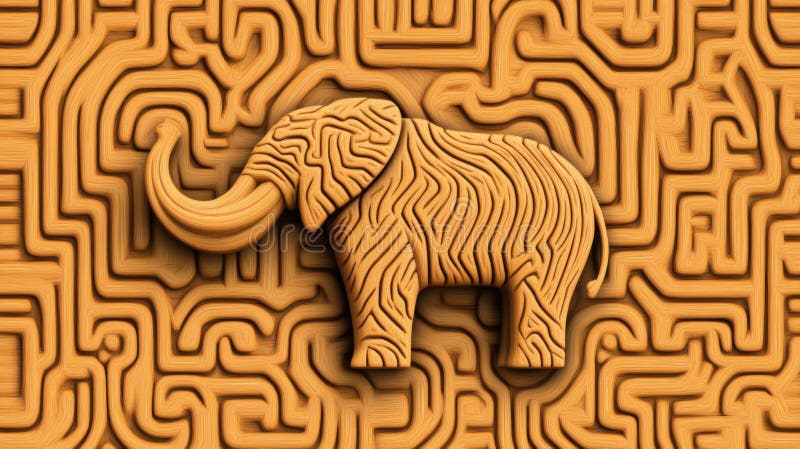 Elephant Maze Art with Intricate Patterns and Earthy Tones, AI Stock ...