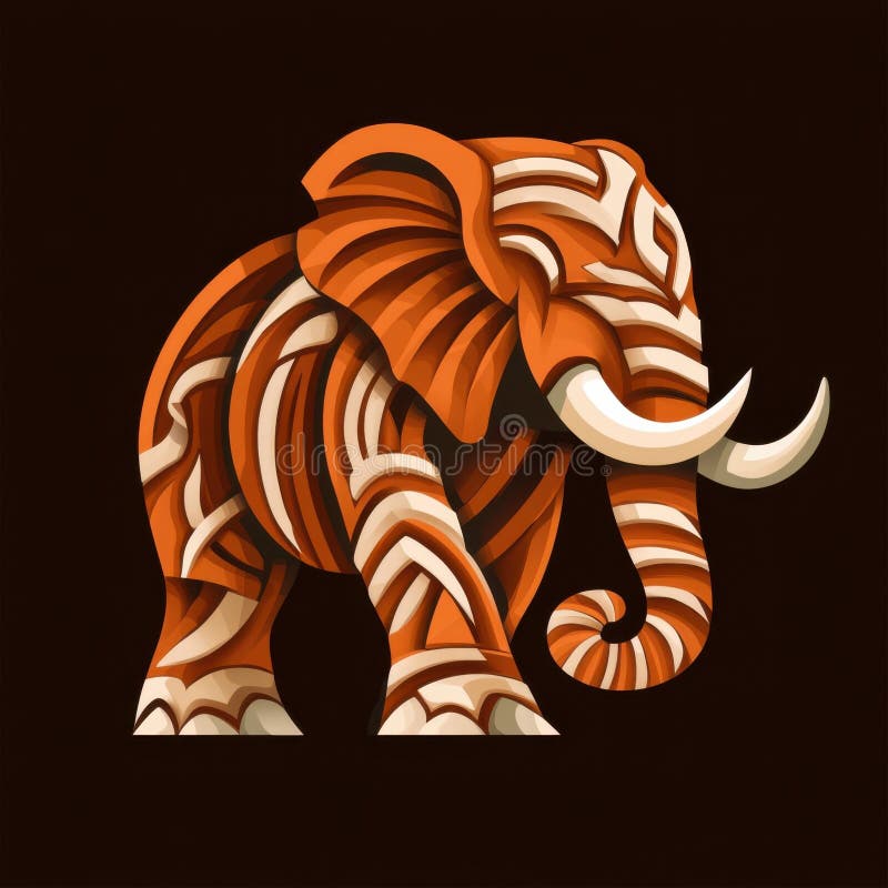 Stylized Elephant Illustration with Intricate Patterns and Bold Colors ...