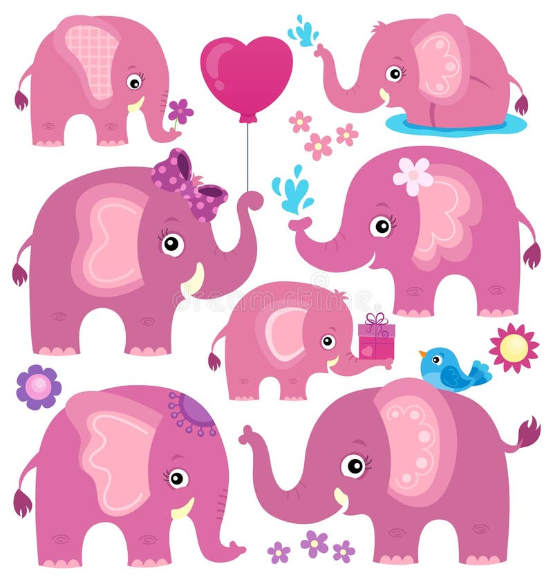 Stylized Elephants Theme Set 4 Stock Vector - Illustration of artwork ...