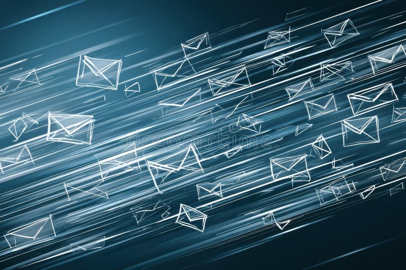 Stylized Email Icons and Communication Lines Create a Dynamic Visual of ...