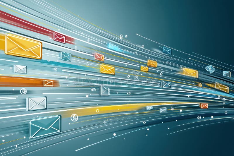 Stylized Email Icons and Communication Lines Illustrate the Concept of ...