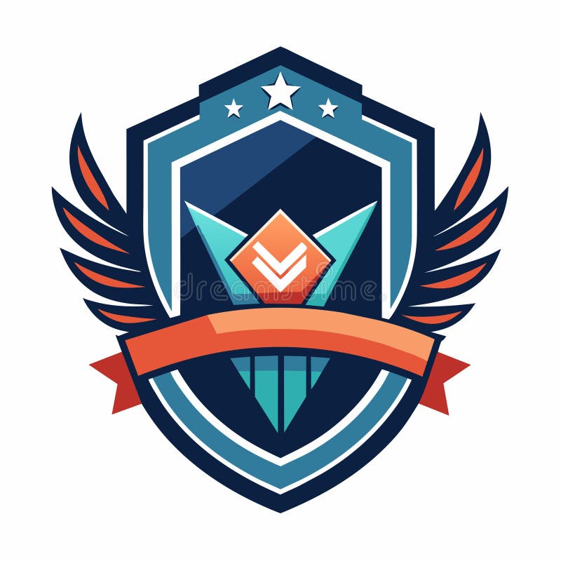 A Stylized Emblem with a Shield, Wings, and Stars, Symbolizing Strength ...