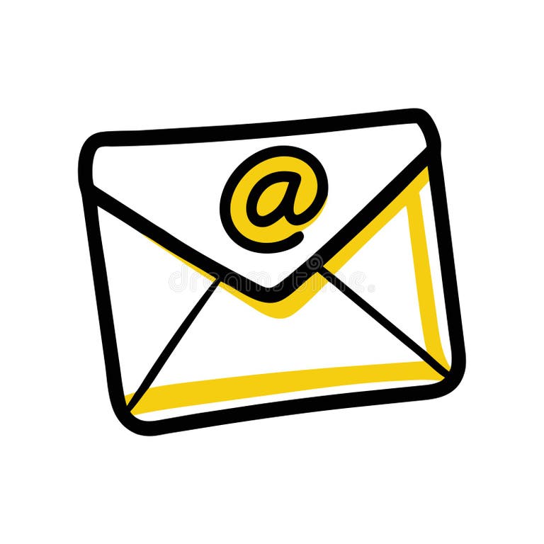 A Stylized Envelope Icon Features a Prominent "@" Symbol on the Flap ...