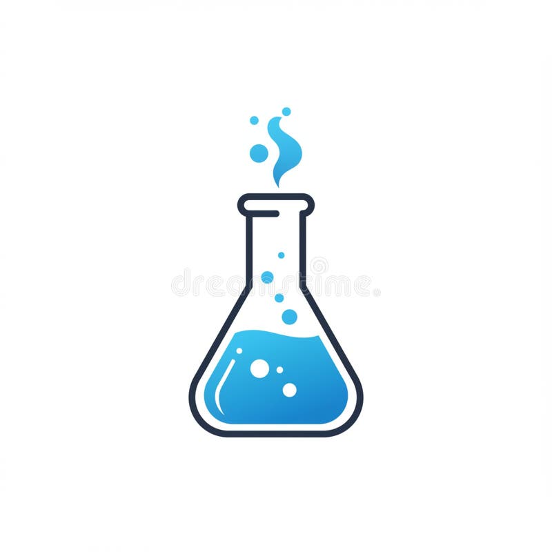 A Stylized Erlenmeyer Flask Containing Blue Liquid with Bubbles ...